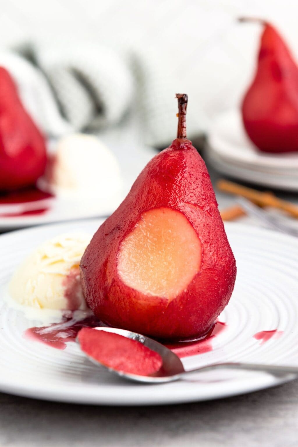 Red Wine Poached Pears (Gluten-Free, Vegan) - Dish by Dish