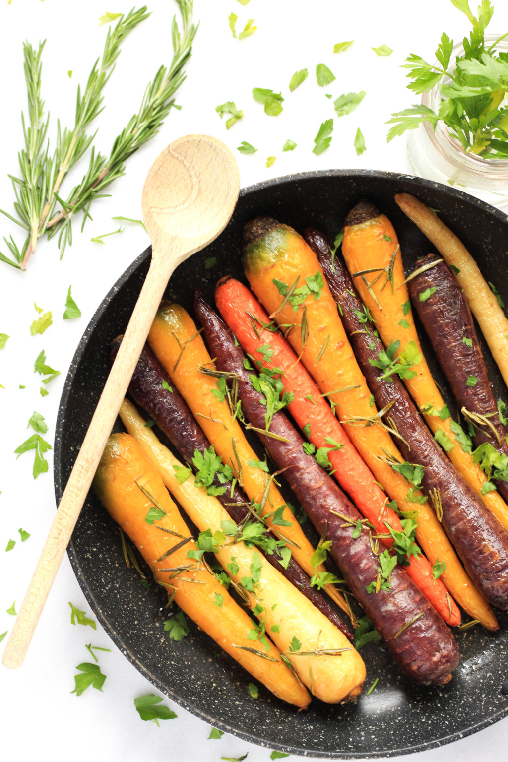 Roasted Rainbow Carrots with Rosemary and Parsley