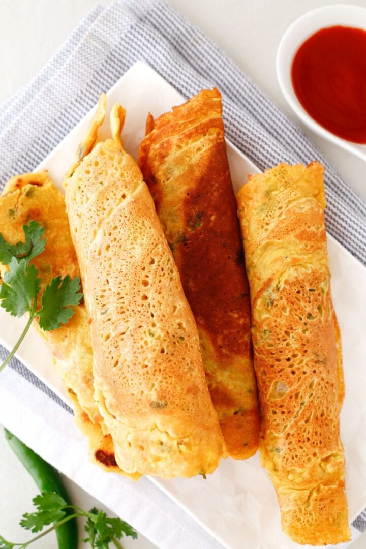 Savory Chickpea Flour Crepes (Gluten-Free, Vegan) - Dish by Dish